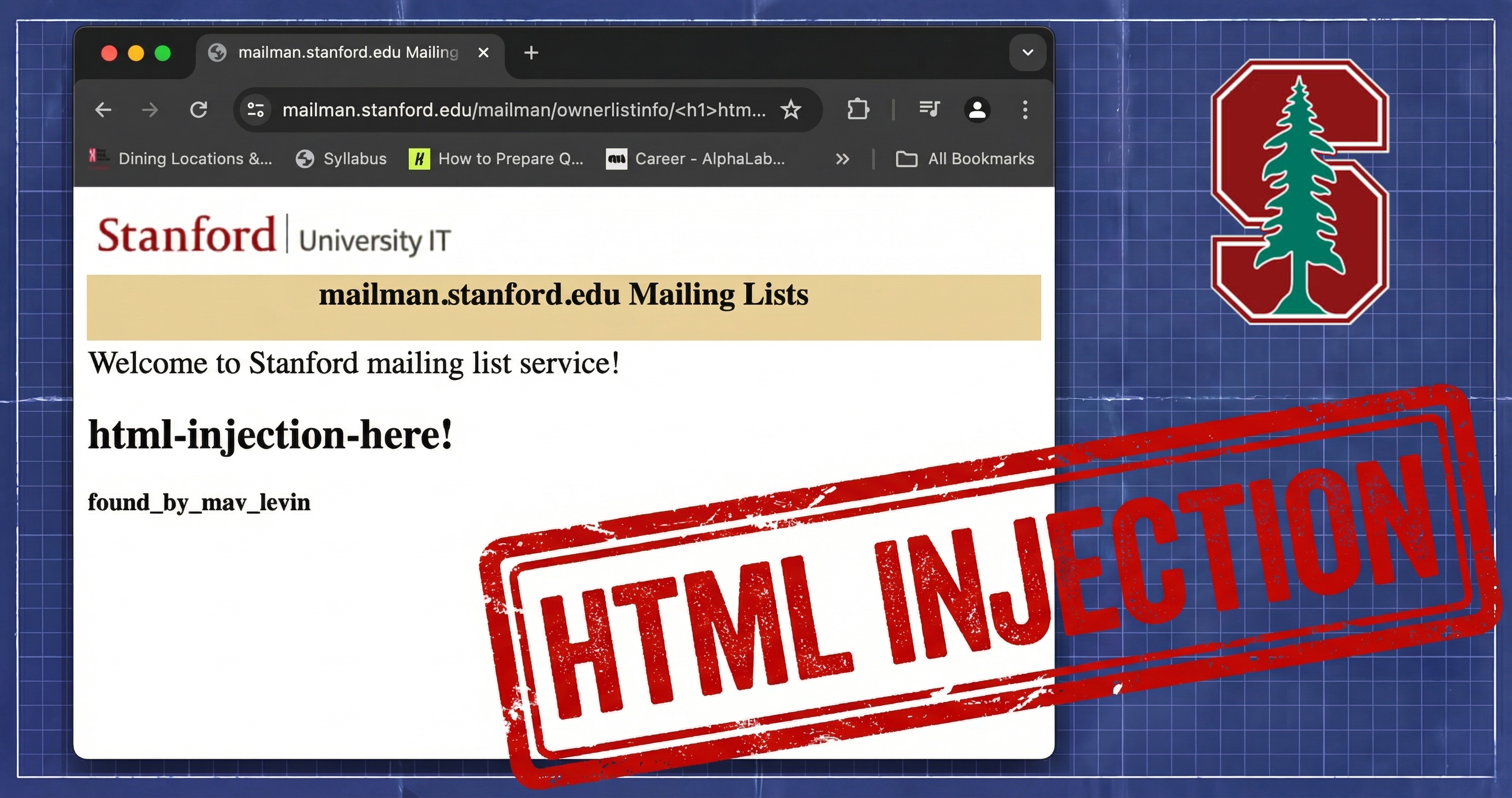 Stanford Website HTML Injection Vulnerability | Mav Levin Security Research